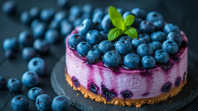 A Heavenly Blueberry Cheesecake Featuring Plump Blueberries on a Graham ...