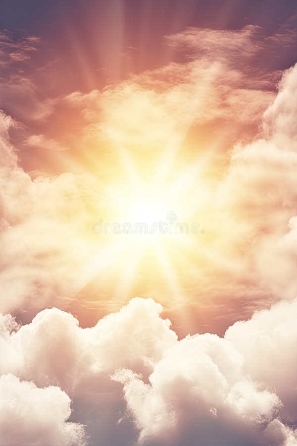 Heavenly Clouds in the Sky with Sun Rays. Generative Ai Stock ...
