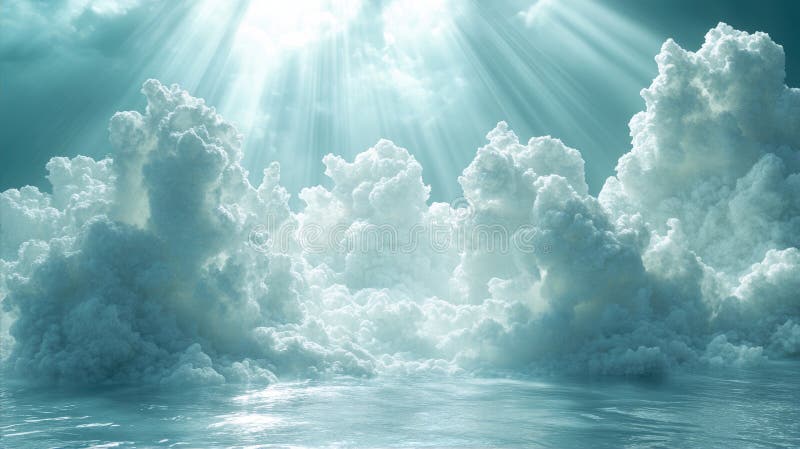 Heavenly Clouds with Sun Rays Stock Image - Image of ethereal, fluffy ...