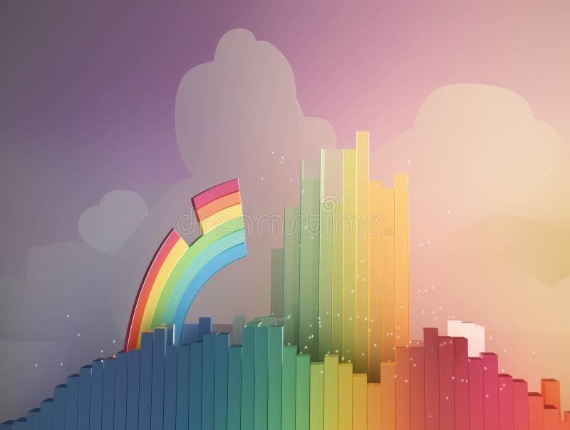 A Heavenly Dreamscape with a Rainbow of Financial Charts and Graphs ...