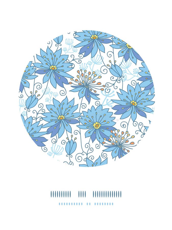 Embroidery. Round Pattern with Beautiful Blue Flowers. Floral Circle ...