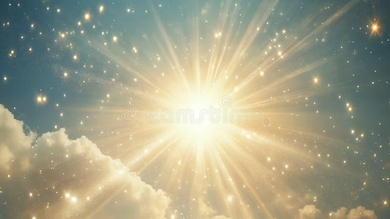 Heavenly Golden Rays Light Burst Celestial Background Divine Shine ...