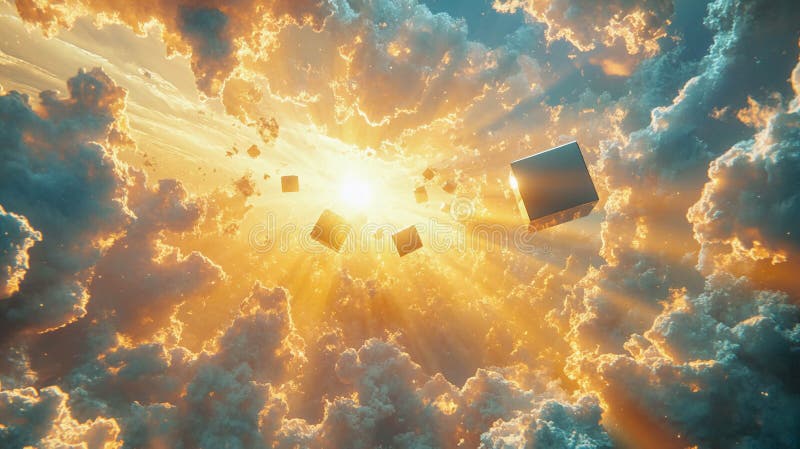 A Heavenly Landscape. the Bright Sun Breaks through the Clouds ...