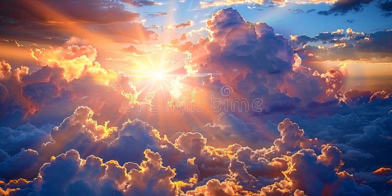 Heavenly Landscape with a Ray of Light Piercing the Cloud Stock Image ...