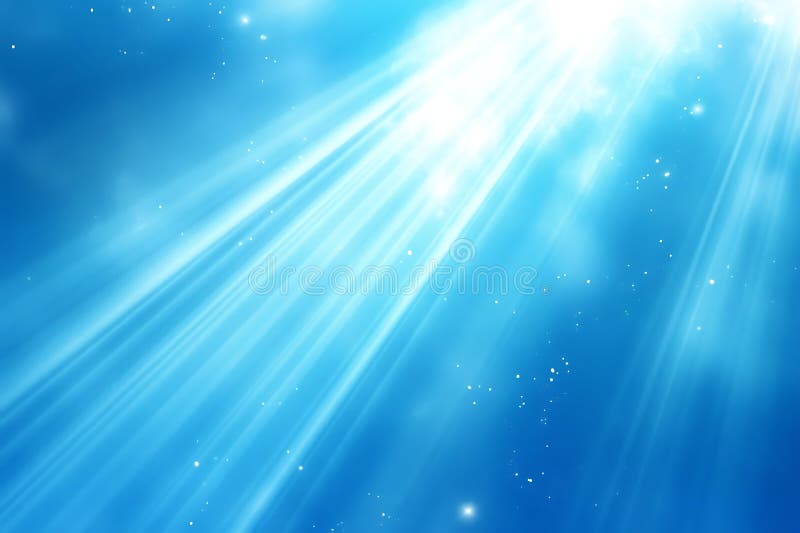 Heavenly Light Rays Abstract Blue Background with Glowing Particles ...