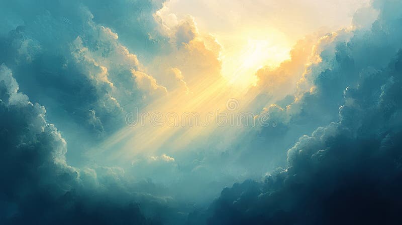 Sun Rays Breaking through a Dramatic, Stormy Sky, Creating a Divine Light Effect. Stock ...