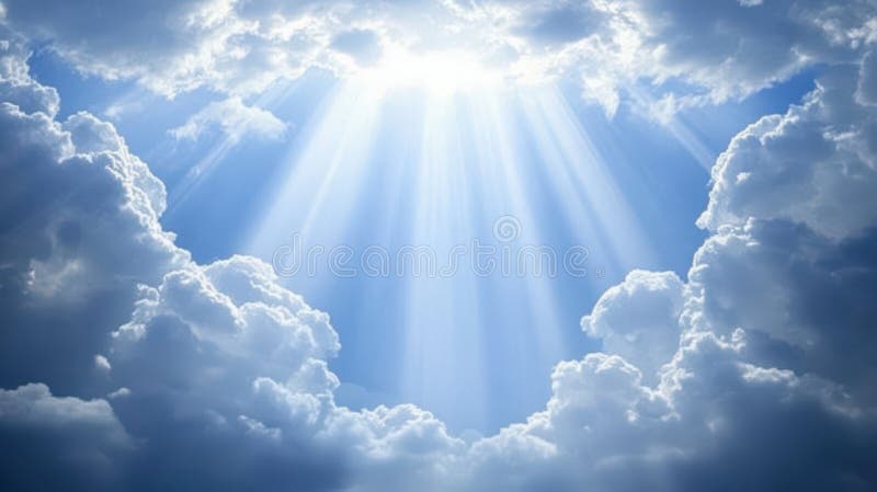 Heavenly Light: Sun Rays Piercing through Fluffy Clouds, an Ethereal ...