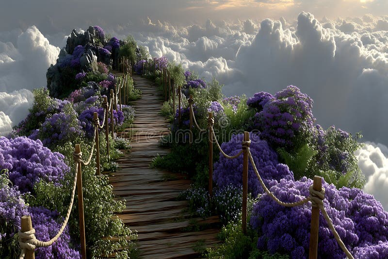 Heavenly Pathway through Clouds Stock Image - Image of mountains ...