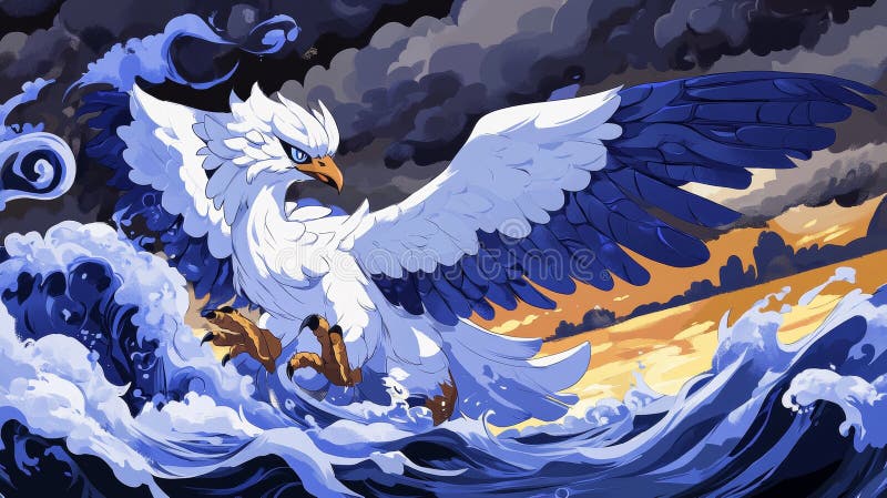 A Heavenly Phoenix Glides through a Blue, Swirling Nebula Stock Image ...