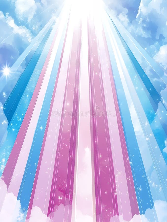 Heavenly Rays Pastel Sky Background with Light Beams Stock Illustration - Illustration of rays ...