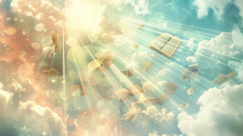 Heavenly Realm of a Celestial Library Stock Photo - Image of holy ...