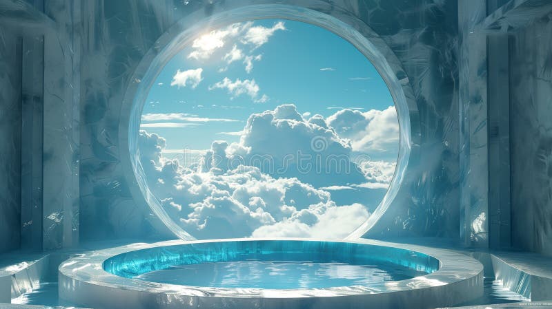 Heavenly Spa with Open Sky View Stock Illustration - Illustration of ...