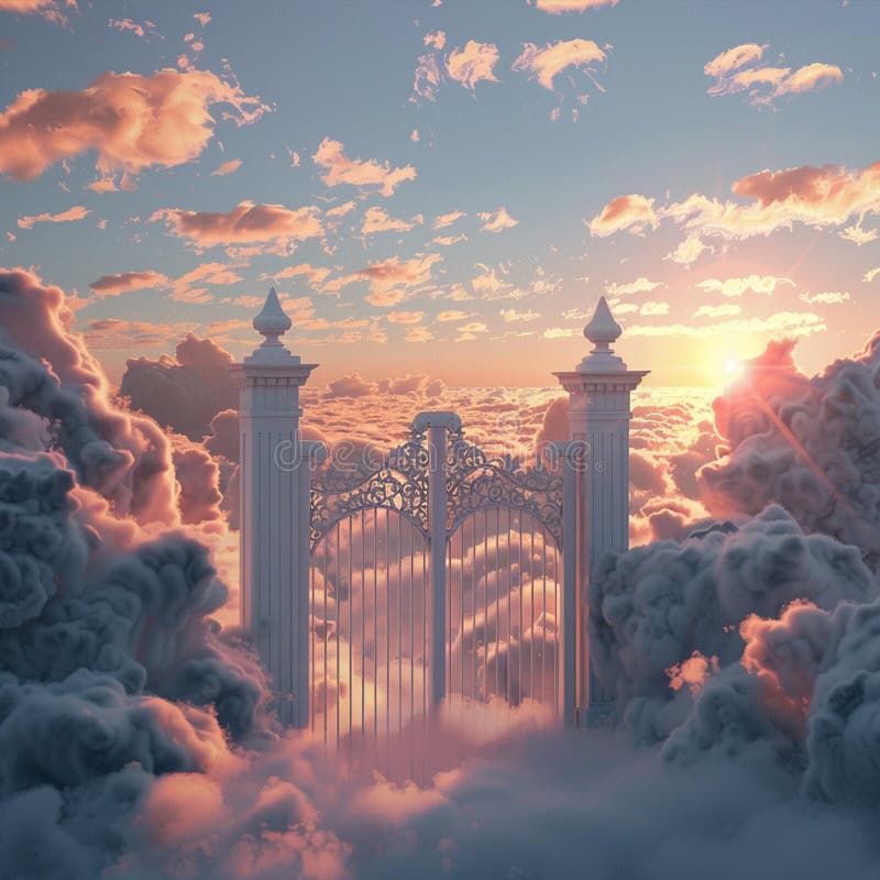 Heavens Open Gates Against a Blue and Cloudy Background Stock ...