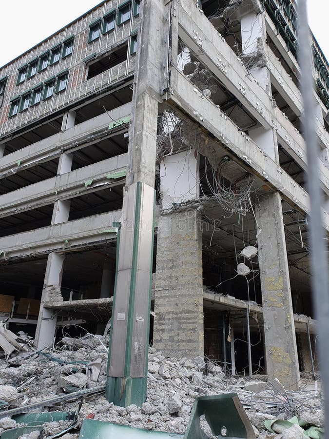 Heavily Damaged Concrete Building Stock Photo - Image of concrete ...