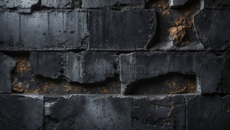 A Heavily Distressed, Dark, and Foreboding Concrete Stone Wall Serves ...