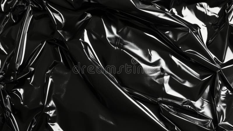 A Heavily Wrinkled Black Plastic Poster with Deep Creases Running ...