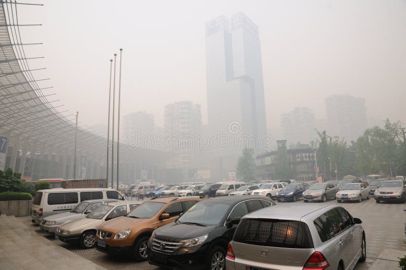 Haze,heavy Air Pollution in Chengdu(China) Editorial Image - Image of ...