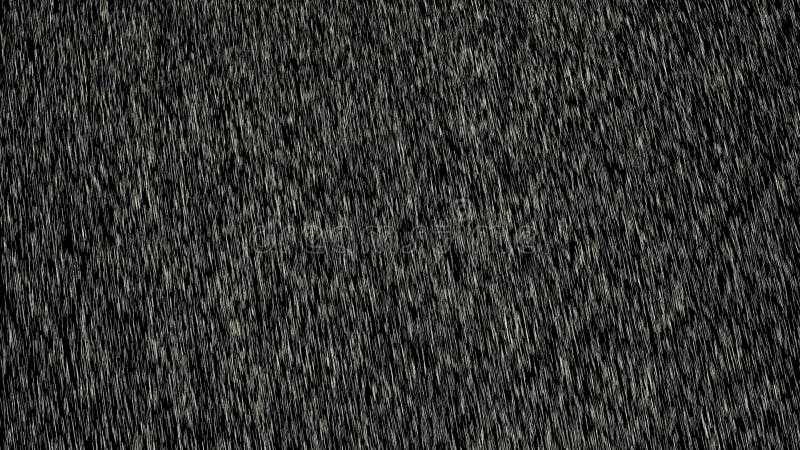 Heavy Angled Rain Falling in Front of the Camera Against Black Screen ...