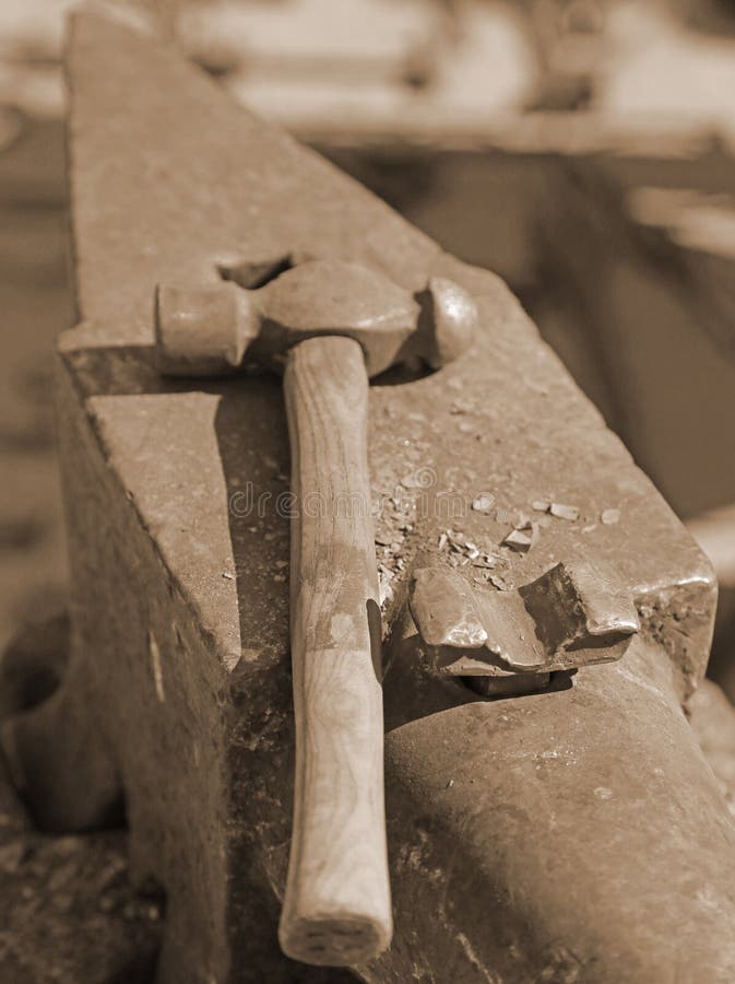 Heavy Anvil and Sturdy Hammer in the Blacksmith S Shop Stock Photo ...