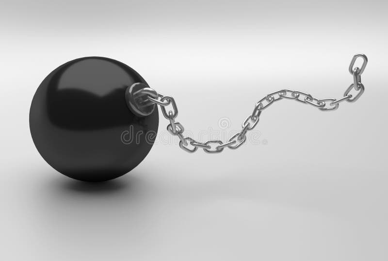 Heavy ball with long chain stock illustration. Illustration of ball ...