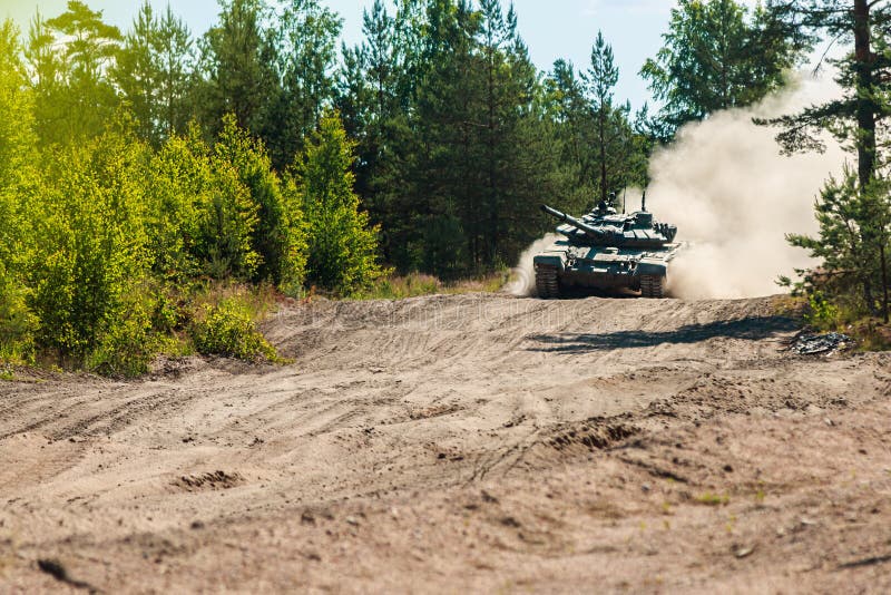 Heavy Battle Tank Attacks on the Ground Stock Photo - Image of modern ...