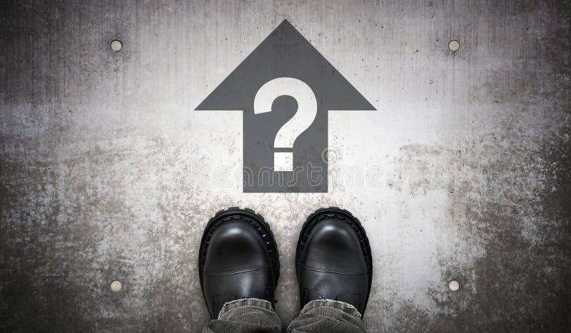 Heavy Black Leather Boots, Forward Arrow and and Question Mark Stock ...