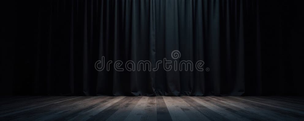 Heavy Black Stage Drapes Tightly Pulled, Creating a Stark Contrast ...