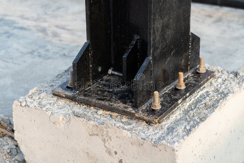 Metal Column and Concrete Base Structure of the New Warehouse Building ...