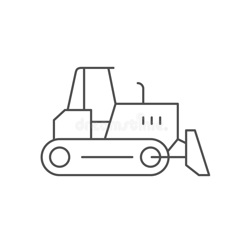 Heavy Bulldozer Line Outline Icon Stock Vector - Illustration of ...