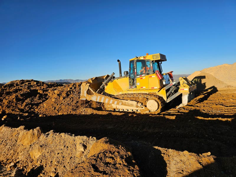 Heavy Bulldozer Machinery Working on Bulkearthworks Stock Photo - Image ...