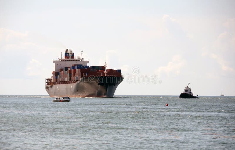 Heavy Cargo Ship Approaching Stock Photo - Image of port, freight: 45051860