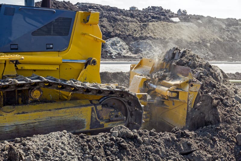Heavy Caterpillar Construction Machine Stock Photo - Image of building ...
