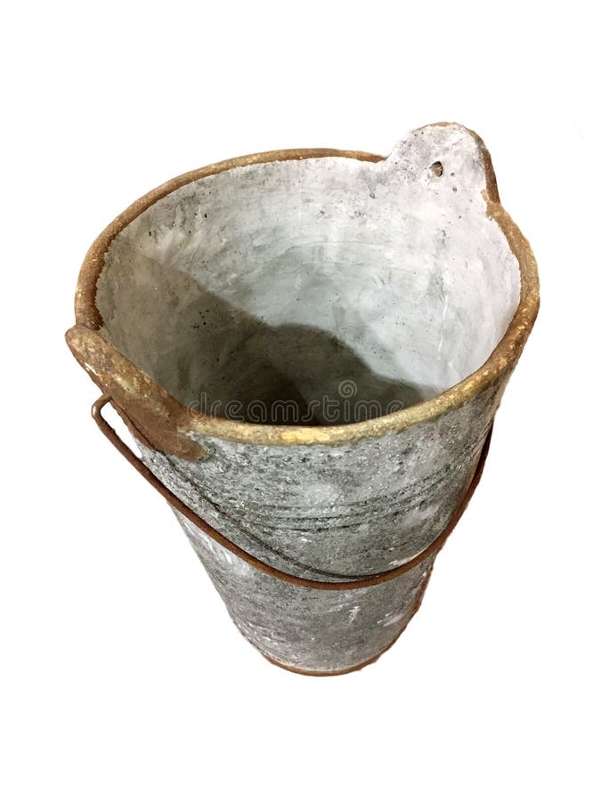 A Heavy Cement Pot with Rusty Handle Stock Image - Image of size, rusty ...