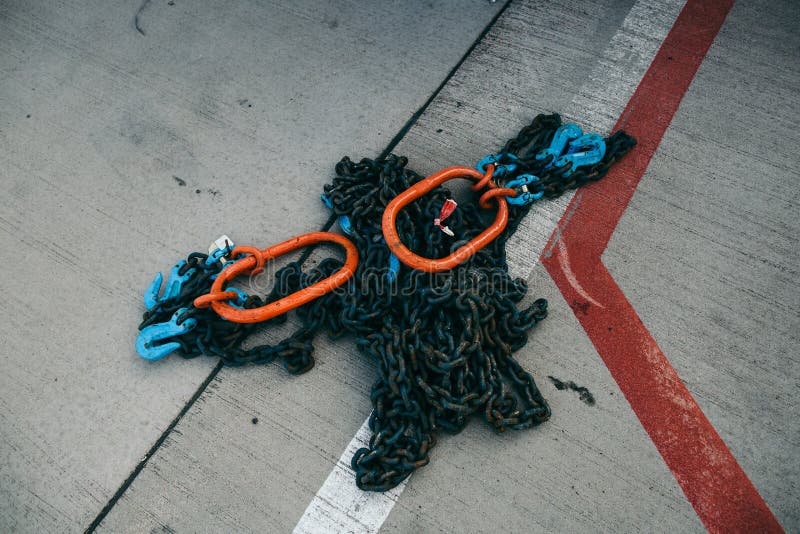 Heavy Chains and Hooks To Secure Cargo Stock Photo - Image of plane ...