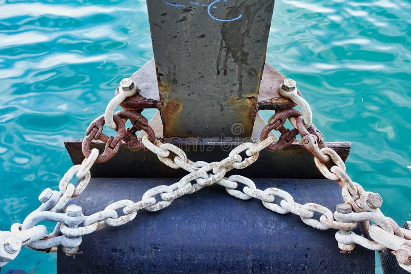 Heavy Chains and Shackles on Floating Wharf Stock Image - Image of ...