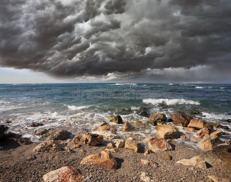 Heavy cloud over the surf stock image. Image of mediterranean - 28083405