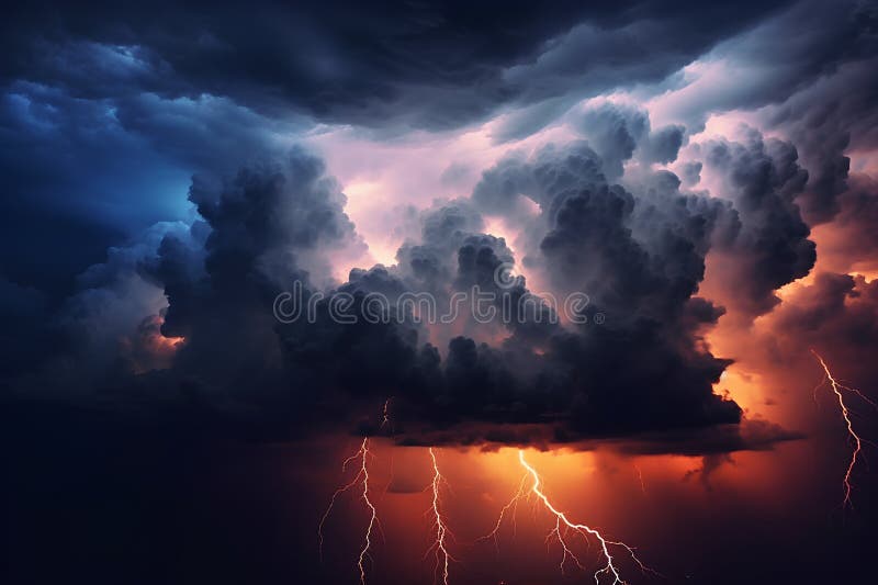 Heavy Clouds Bringing Thunder, Lightnings and Storm Stock Illustration ...