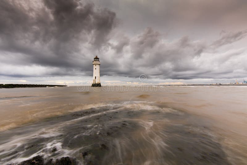 Heavy Cloudy Lie Over New Brighton Lighthouse Stock Image - Image of ...