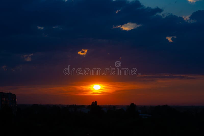 Heavy Cloudy Sky at Sunset. a Landscape of Beautiful Nature Stock Image ...