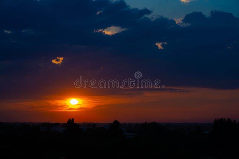 Heavy Cloudy Sky at Sunset. a Landscape of Beautiful Nature Stock Image ...