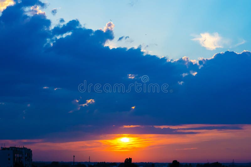 Heavy Cloudy Sky at Sunset. a Landscape of Beautiful Nature Stock Image ...
