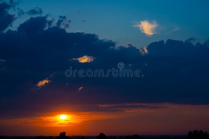 Heavy Cloudy Sky at Sunset. a Landscape of Beautiful Nature Stock Image ...