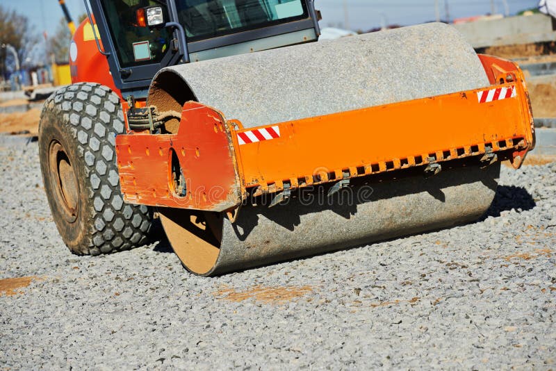 Compactor Roller at Asphalting Work Stock Image - Image of activity ...