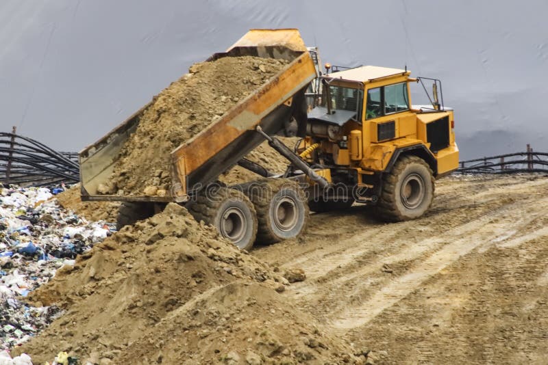 Heavy Construction Dumper at Work Stock Image - Image of work, garbage ...