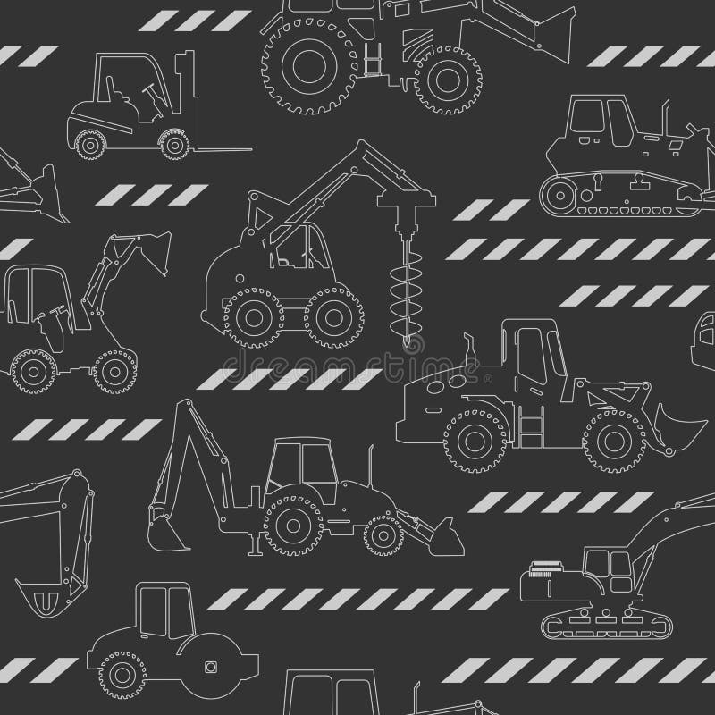 Heavy Construction Machines Seamless Background Stock Vector ...