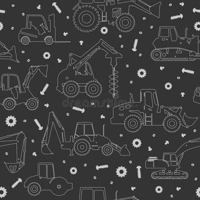 Heavy Construction Machines Seamless Background Stock Vector ...