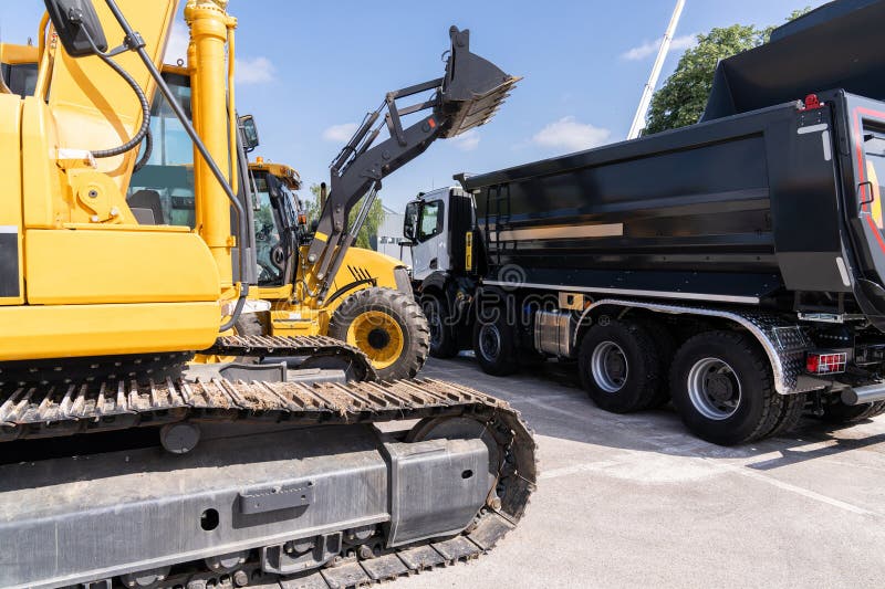 Heavy Construction Machines during a Work Stock Image - Image of ...