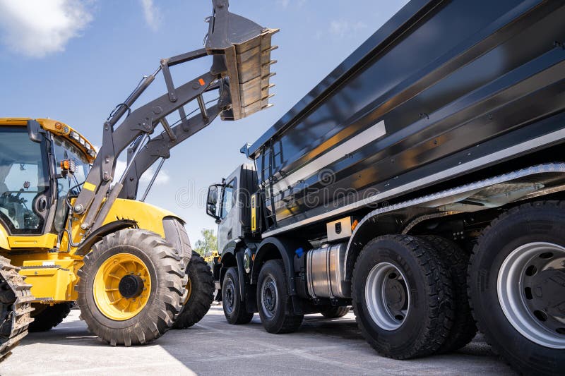 Heavy Construction Machines during a Work Stock Image - Image of heavy ...