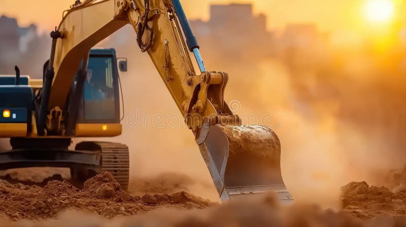 Digging the Pit Foundation a Hole with Excavator at the Construction ...