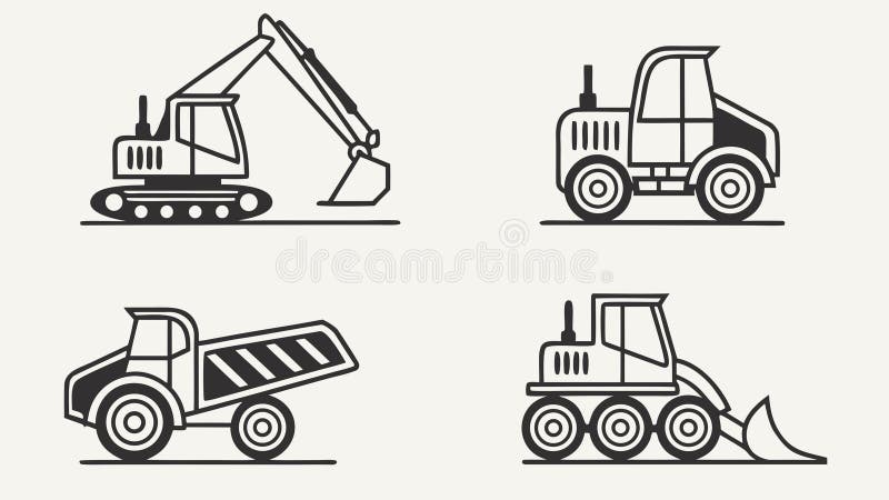 Heavy Construction Vehicles, Excavator Dump Truck, Vector Design Generative AI Stock Vector ...